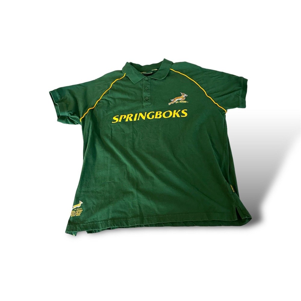 Sa Rugby Springboks Mens Large Green Collared Rugby S… - Gem